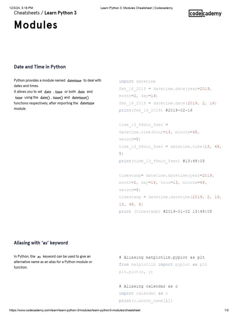 Python Date, Time, and Module Importing | PDF | Python (Programming Language) | Computer Engineering