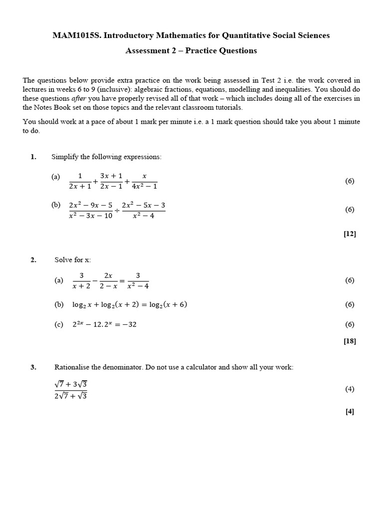 Worksheet Fractions Eq Ineq Modelling | PDF | Mathematics ...