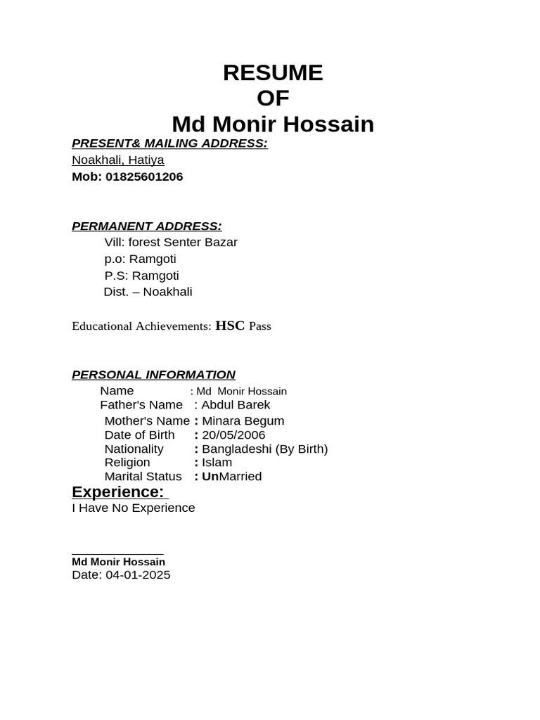 CV Monir | PDF