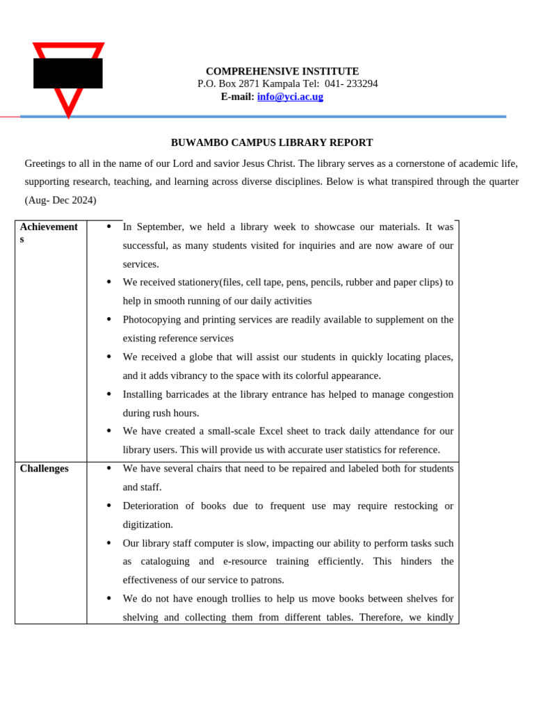 LIB REPORT FINAL | PDF | Libraries | Librarian