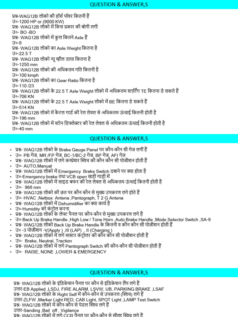 WAG 12 Question Bank | PDF