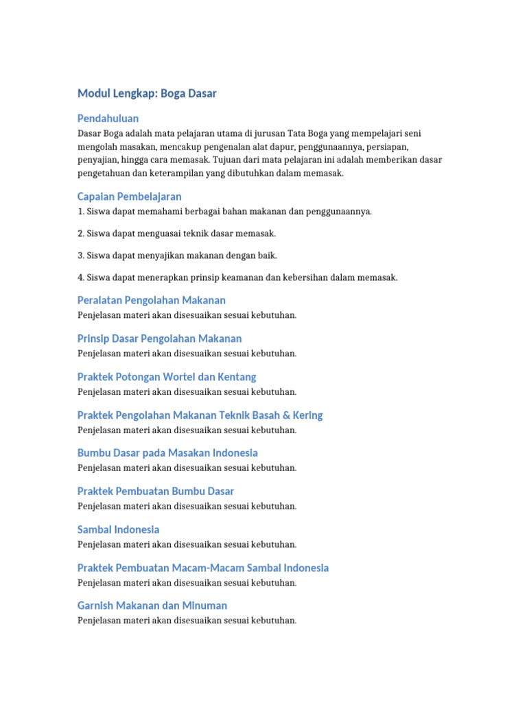 Modul Boga Dasar Lengkap | PDF
