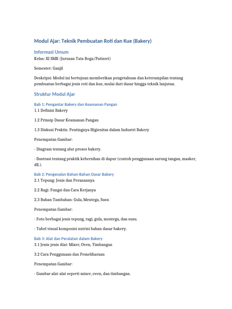 Modul Ajar Teknik Bakery | PDF