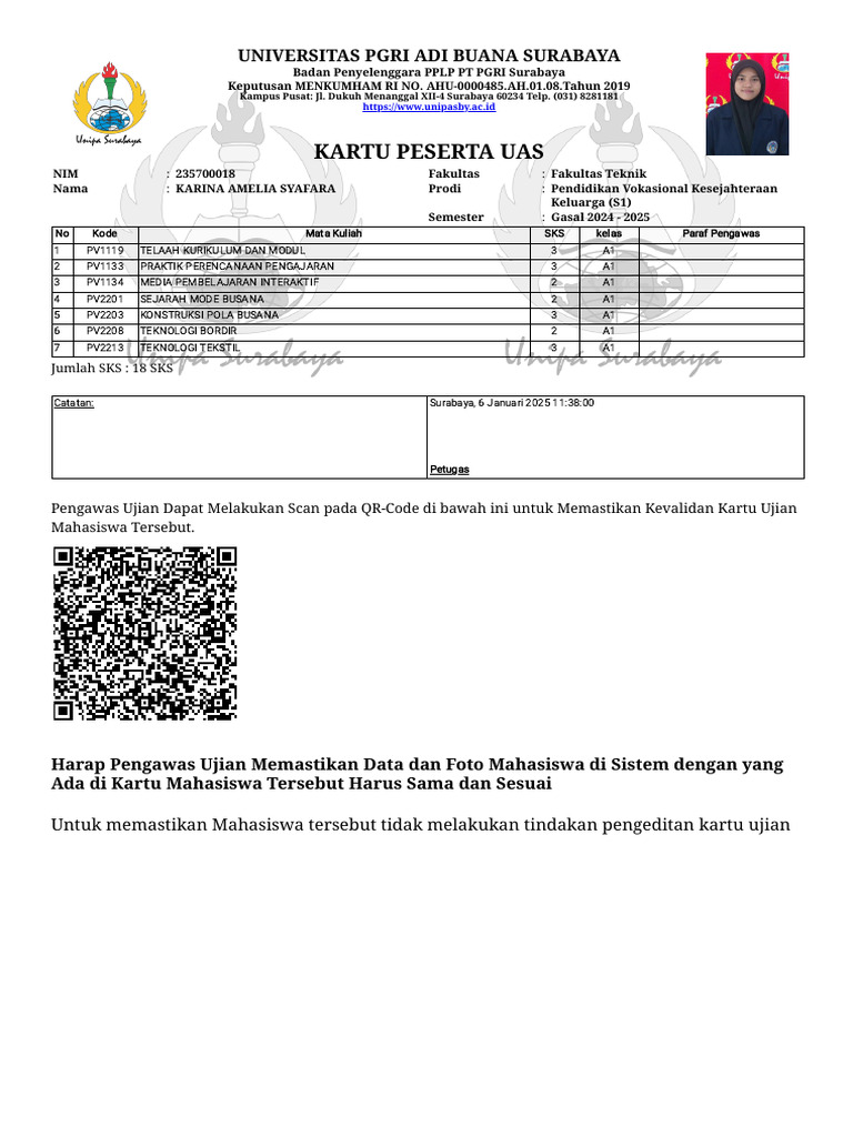 Kartu Peserta UAS | PDF