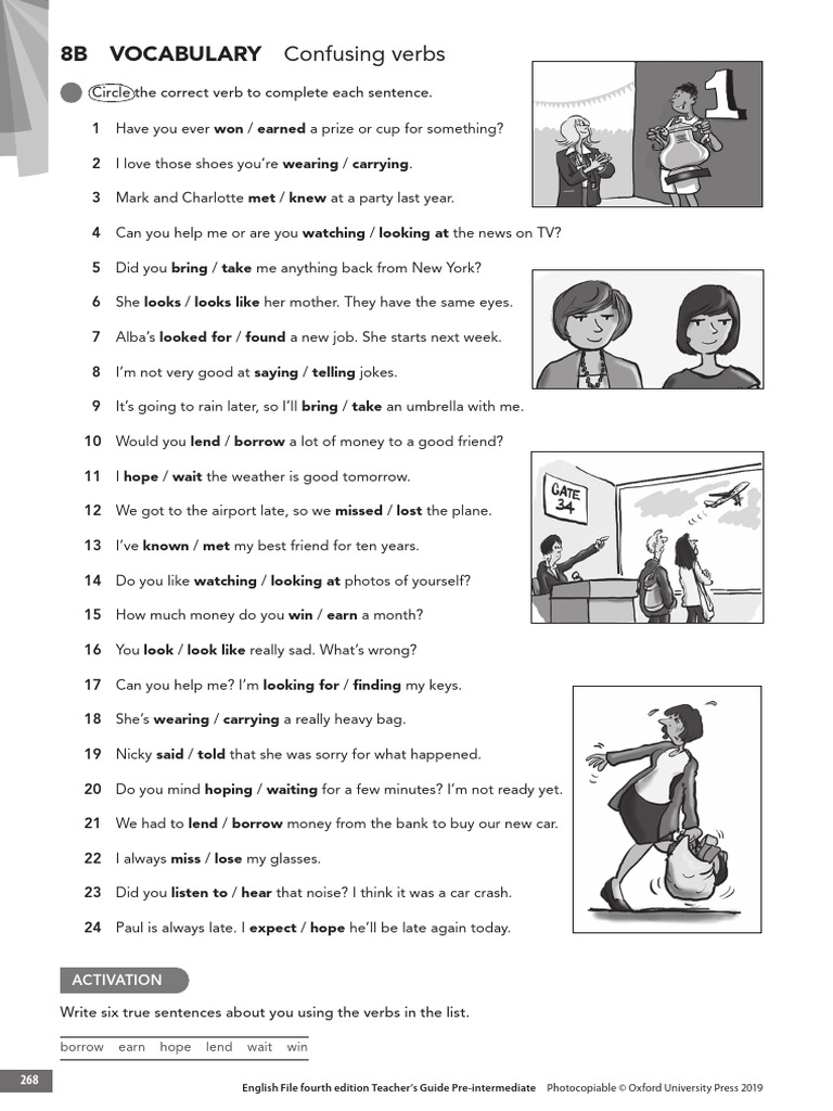 8B Vocabulary: Confusing Verbs | PDF