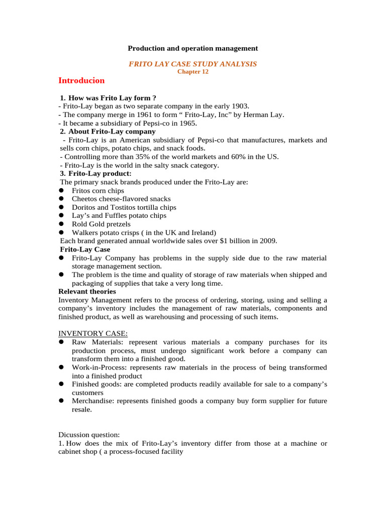 Case-Frito-Lay | PDF | Economies