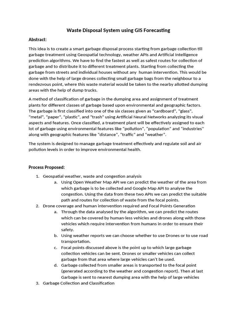 Waste Disposal System using GIS Forecasting(1) | PDF | Municipal Solid ...