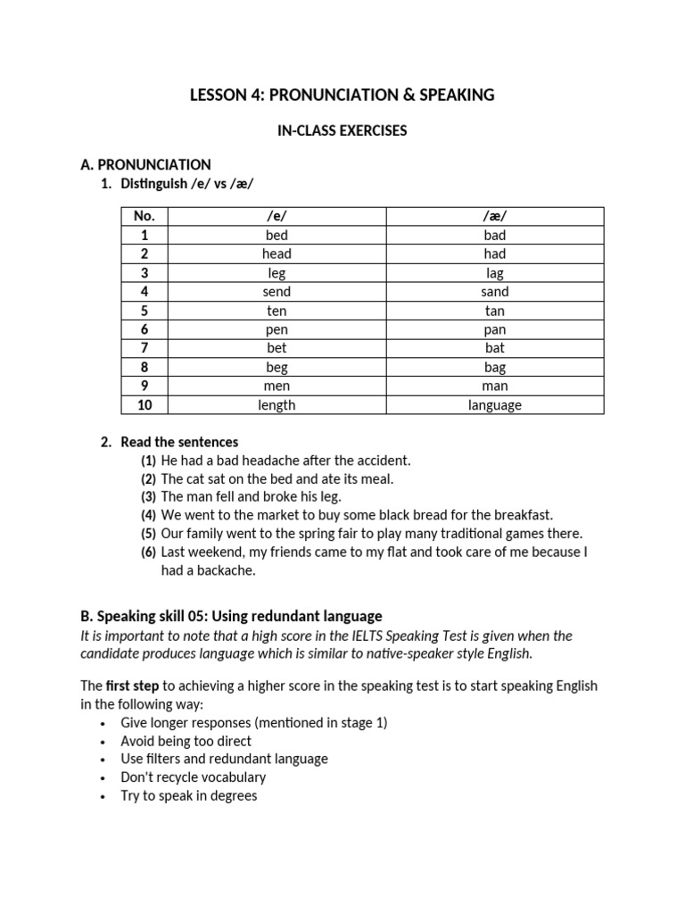 L4 - U1 - Pronunciation & Speaking | PDF | Linguistics
