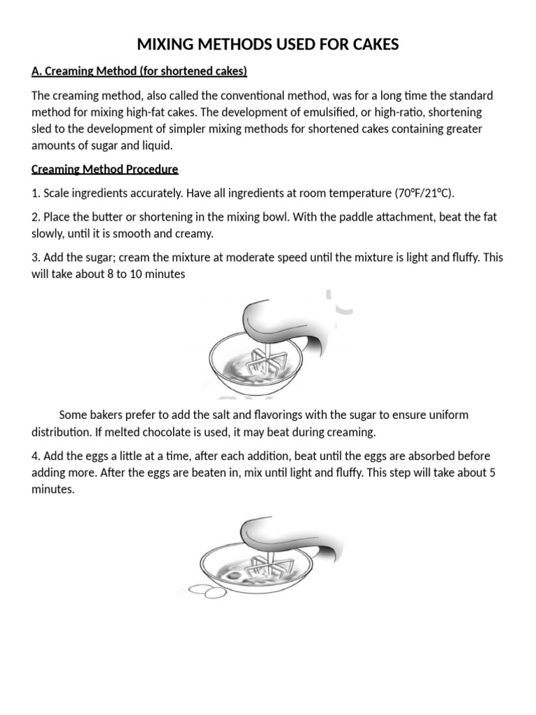 MIXING METHODS USED FOR CAKES Grade 9 | PDF | Cakes | Cuisine