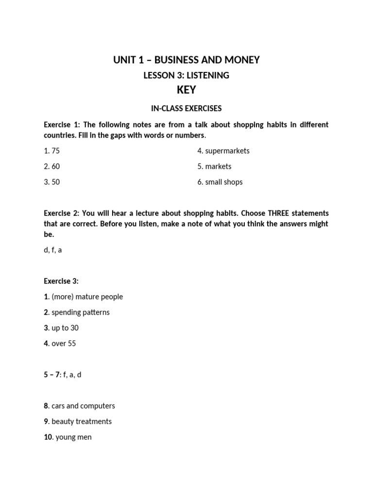(Key) L3 - U1 - Listening | PDF