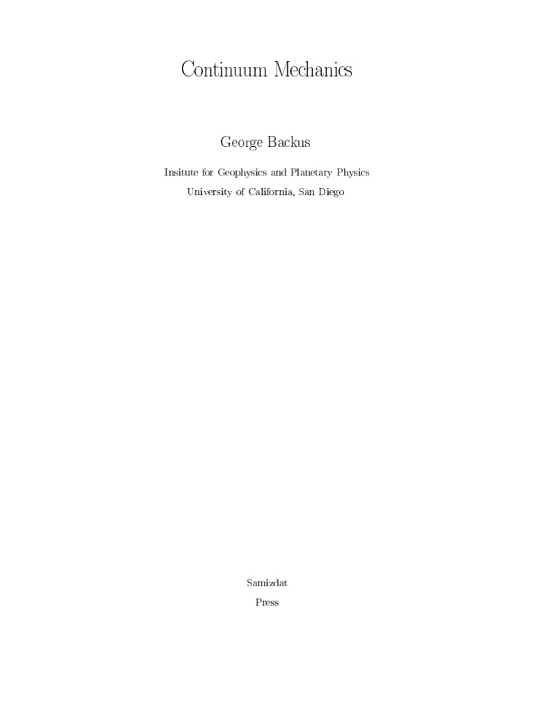 Continuum Mechanics Overview | PDF | Basis (Linear Algebra) | Continuum ...