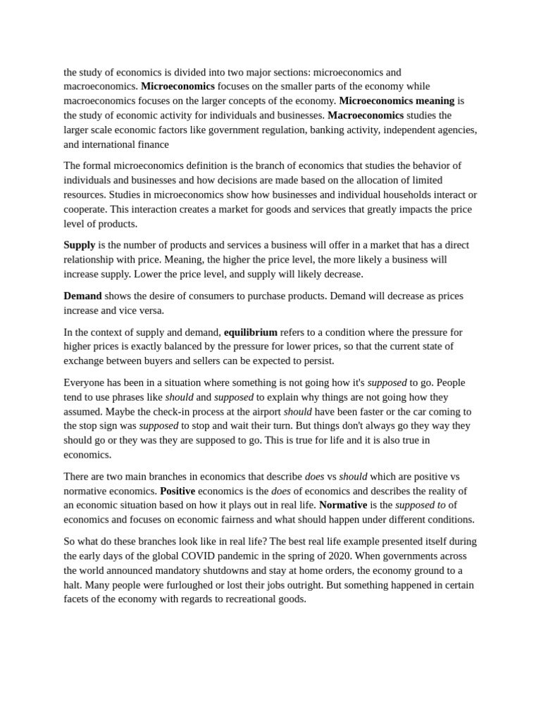 chapter 1 micro rconomics | PDF | Economics | Microeconomics