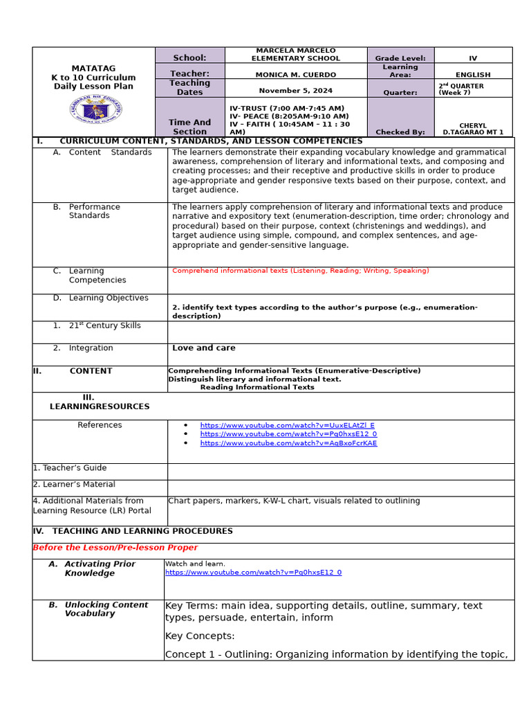 Quarter 2 English Week 6 Day 2 | PDF | Reading Comprehension | Learning