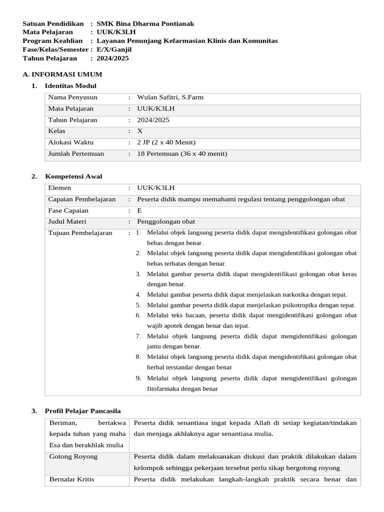 Modul P1 - Penggolongan Obat (Ganjil) | PDF