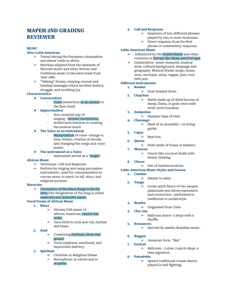 Mapeh 2nd Grading Reviewer 1 | PDF | Yoga