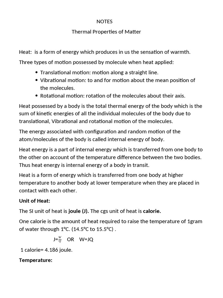 Thermal Properties of Matter Explained | PDF | Thermal Expansion | Temperature