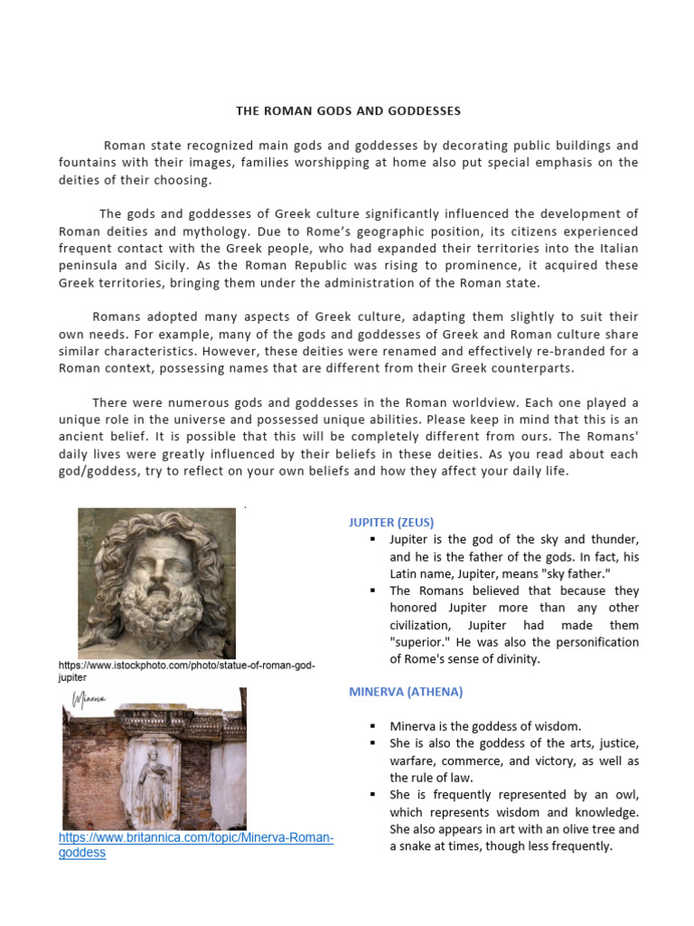 Major_Roman_Gods_and_Goddesses | PDF | Roman Mythology | Deities