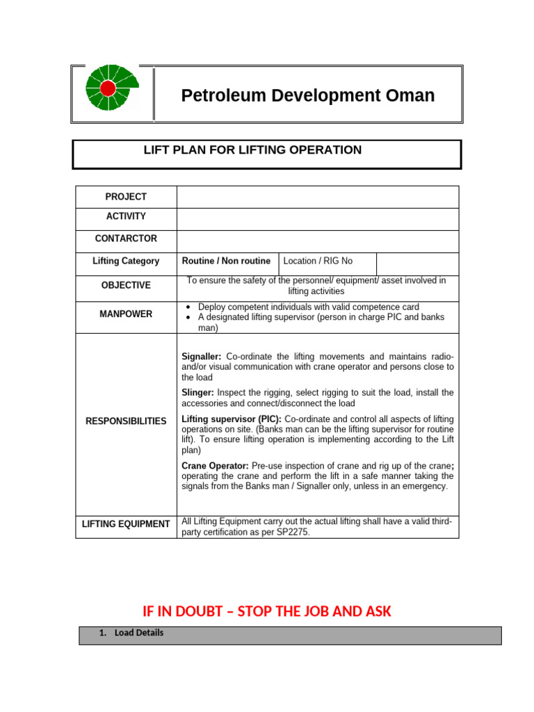 Crane Lift Plan | PDF | Crane (Machine)