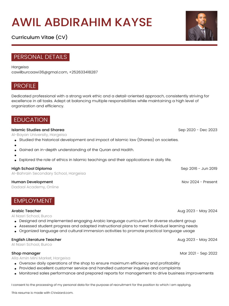 Resume Awil Abdirahim Kayse | PDF | Teachers