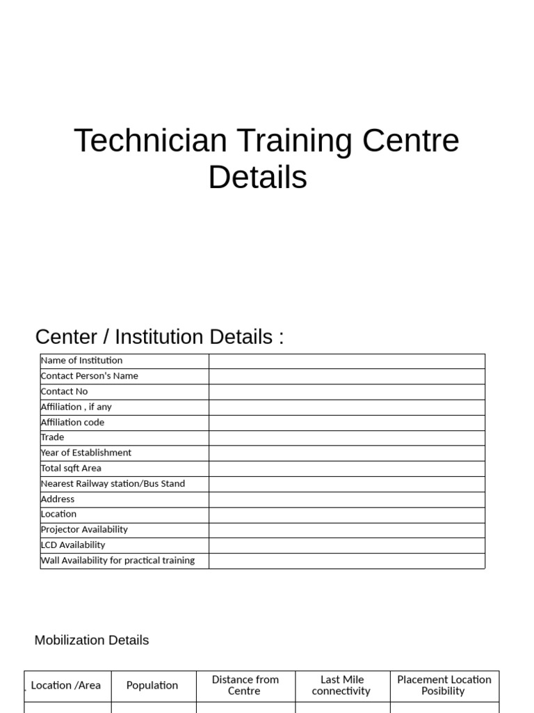 Technician Training Centre Overview | PDF