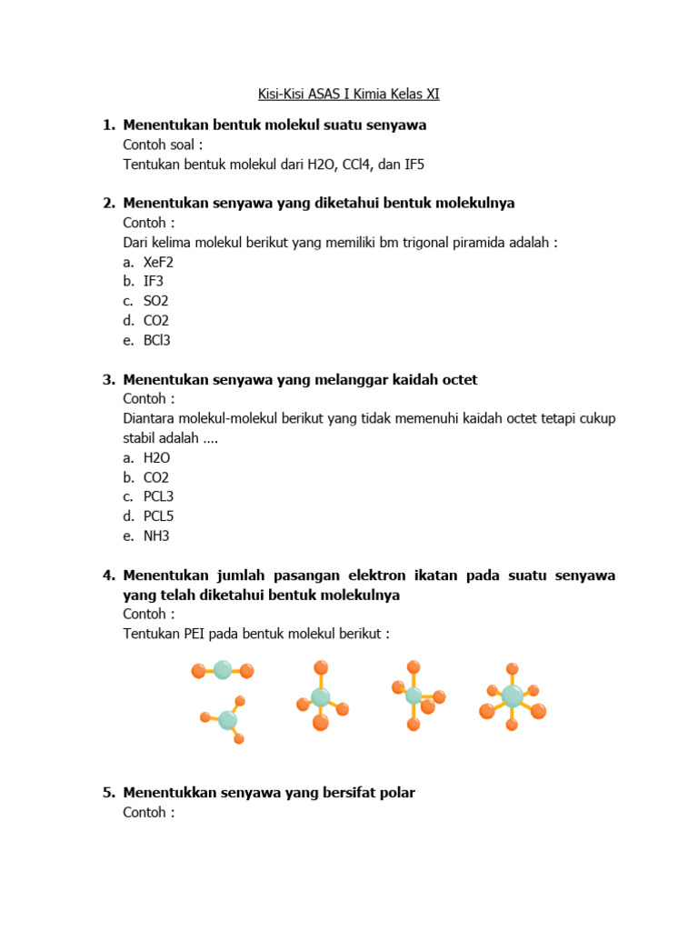 Kisi-Kisi ASAS Kimia Kelas XI | PDF