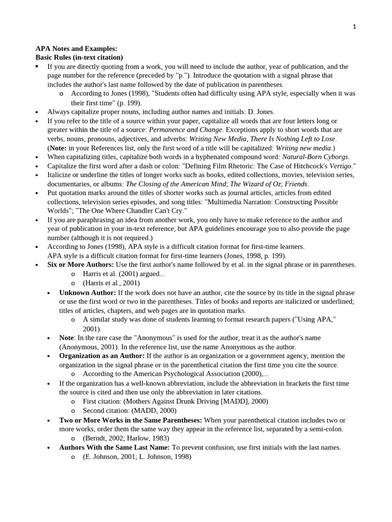 W05. 2. Cheat sheet | PDF | Apa Style | Citation