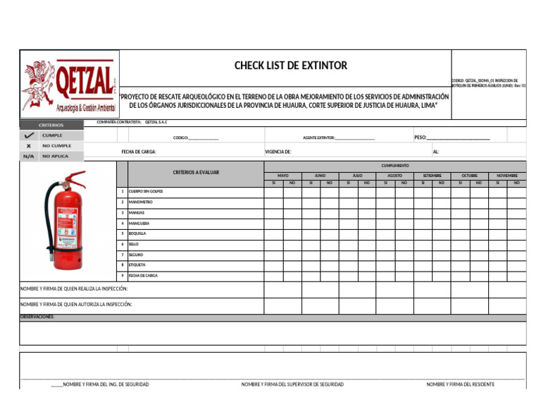 CHECK LIST DE EXTINTOR-PRA HUAURA | PDF