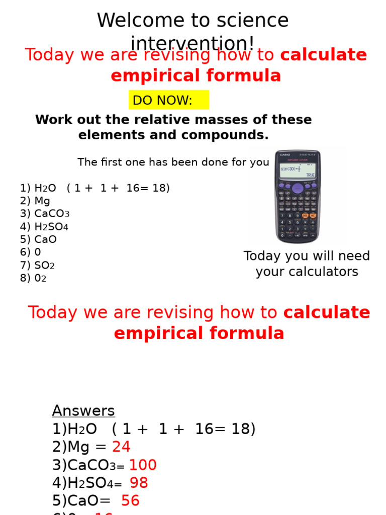 Calculate Empirical Formulas Guide | PDF | Mole (Unit) | Chemical Compounds
