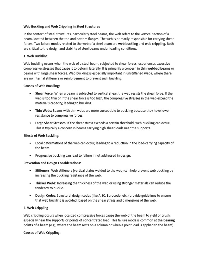 Web Buckling and Web Crippling in Steel Structures | PDF | Buckling ...