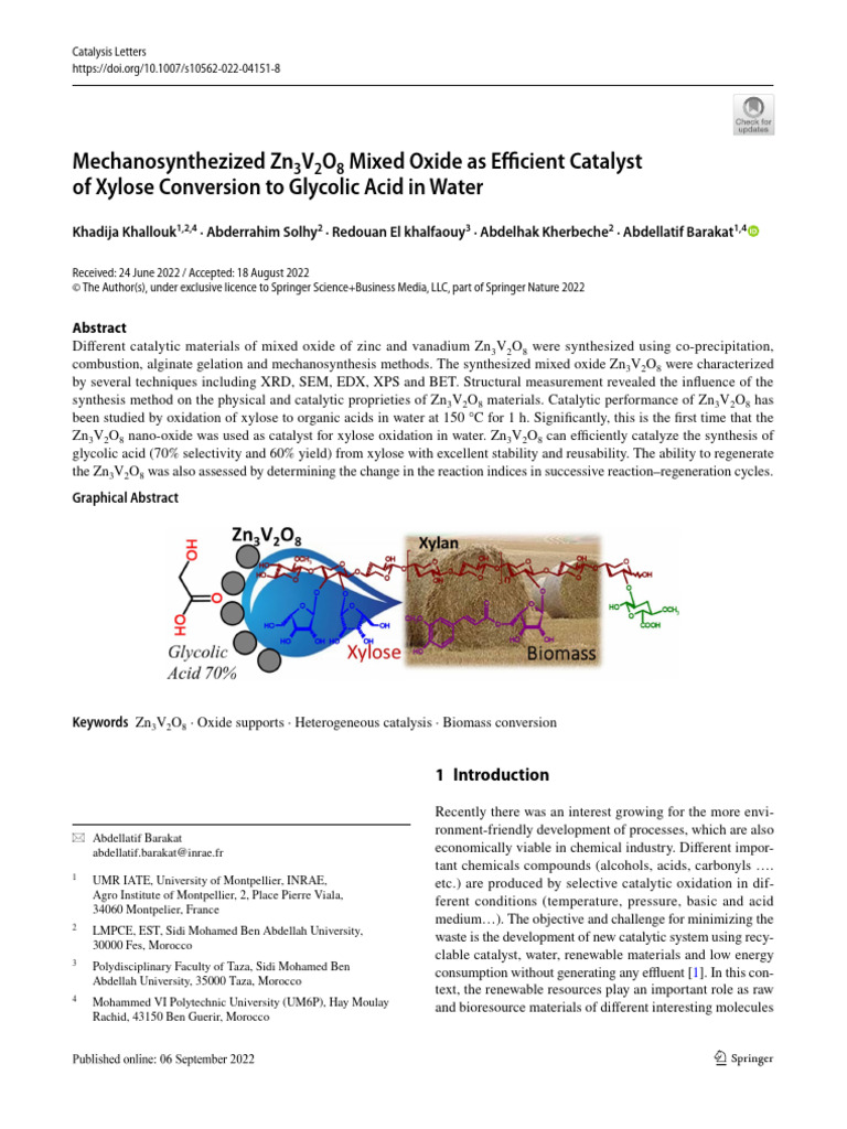 khallouk et al catalysis letters 2022 | PDF | Catalysis | X Ray ...