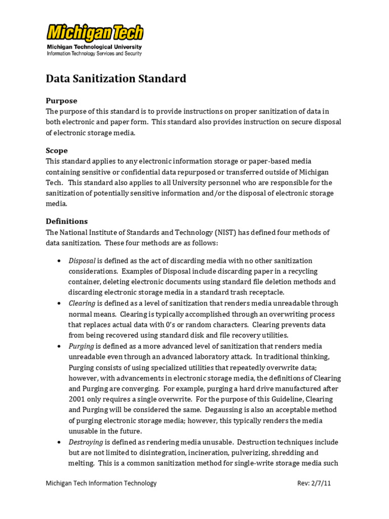 data-sanitization-standard | PDF | Computer Data Storage | Computer Data