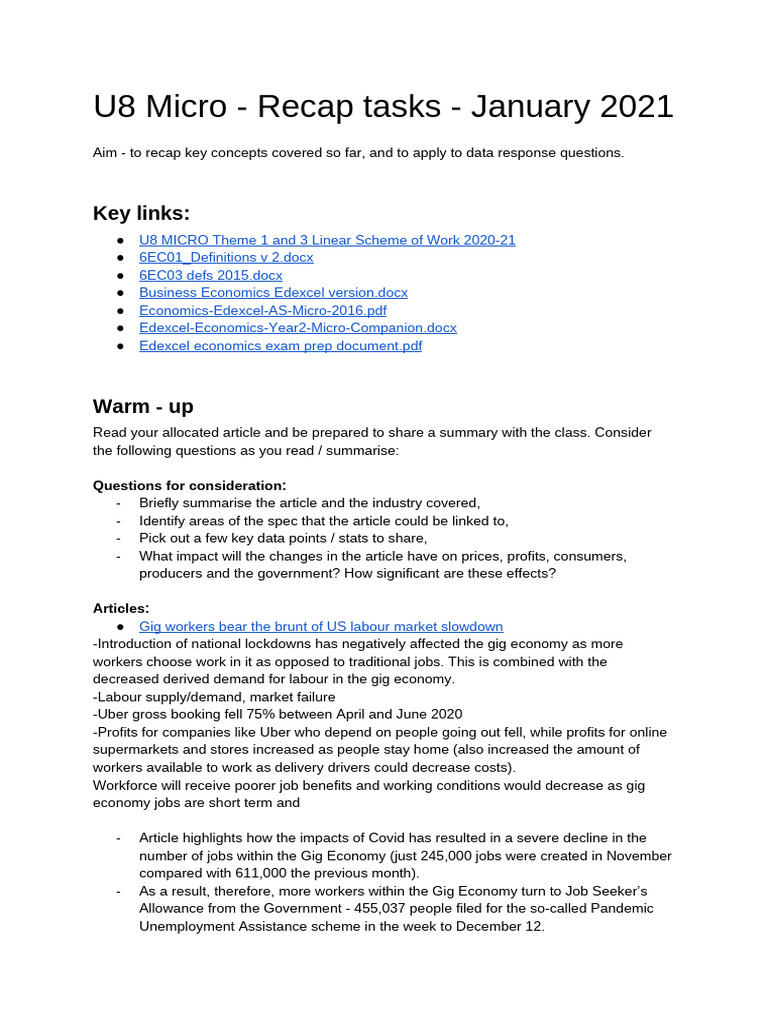 Uec6 Micro - Recap Tasks - January 2021 | PDF | Electric Vehicle ...