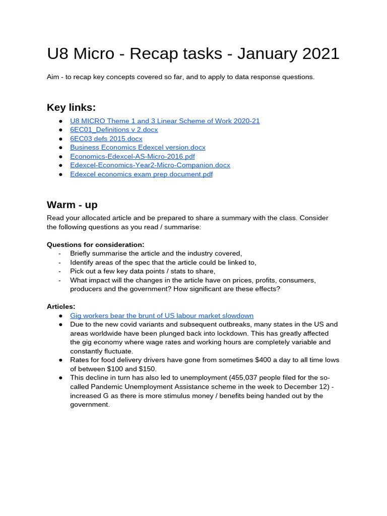 Uec2 Micro - Recap Tasks - January 2021 | PDF | Apple Inc. | Electric Car