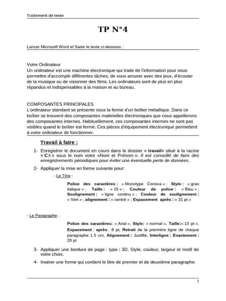 Mise en forme d'un document Word | PDF | Police d'écriture | Microsoft Word