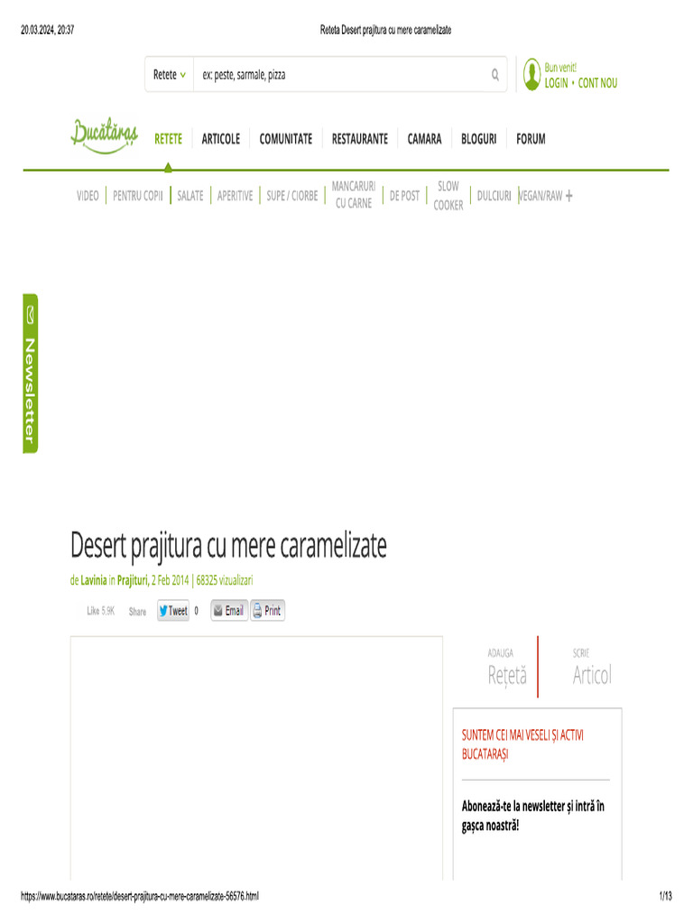 Reteta Desert Prajitura Cu Mere Caramelizate | PDF