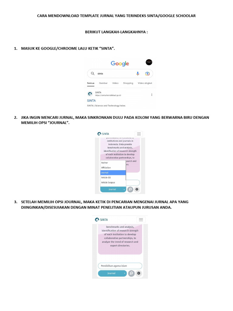 Cara Mendownload Template Jurnal Yang Terindeks Sinta | PDF