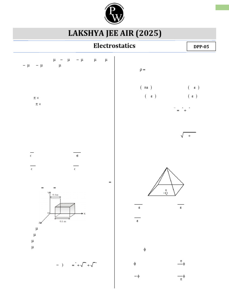 Electrostatics Questions for JEE 2025 | PDF | Sphere | Electric Field