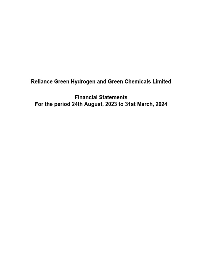 Reliance Green Hydrogen and Green Chemicals Limited | PDF | Audit ...