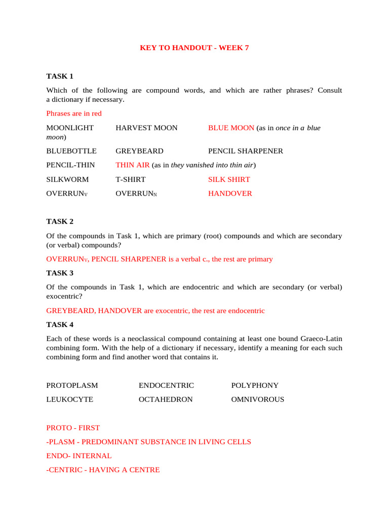 KEY Handout - Week 7 | PDF