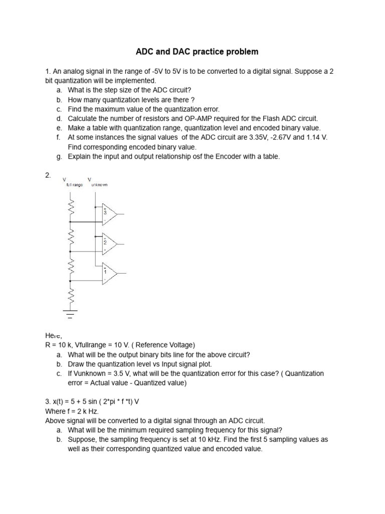 ADC and DAC Practice Problem | PDF | Analog To Digital Converter ...