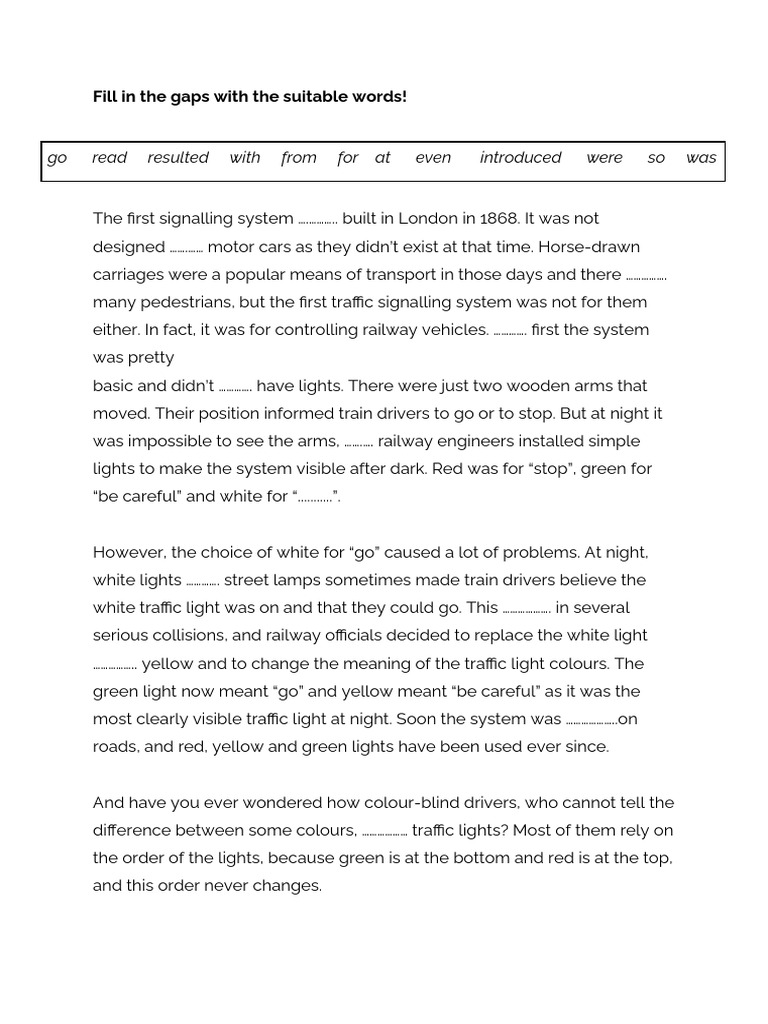 Fill in The Gaps With The Suitable Words | PDF