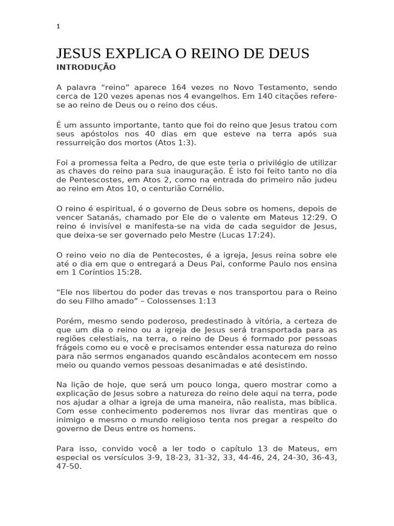 Jesus Explica o Reino de Deus | PDF | O Reino de Deus | Jesus