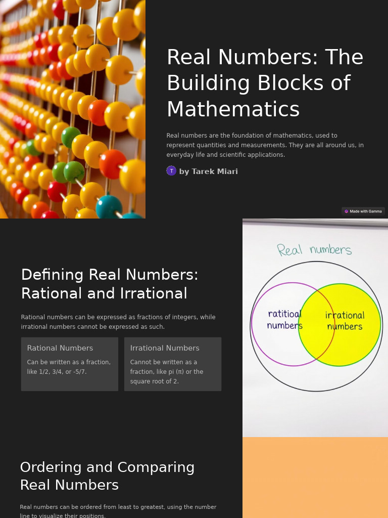 Real Numbers The Building Blocks of Mathematics | PDF | Numbers | Real Number