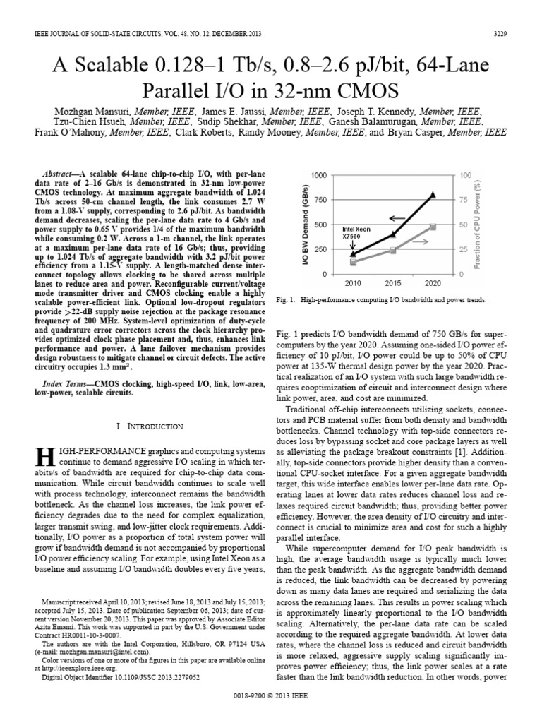 2013 Scalable Parallel IO Mansuri JSSC | PDF | Amplifier | Electronic Circuits