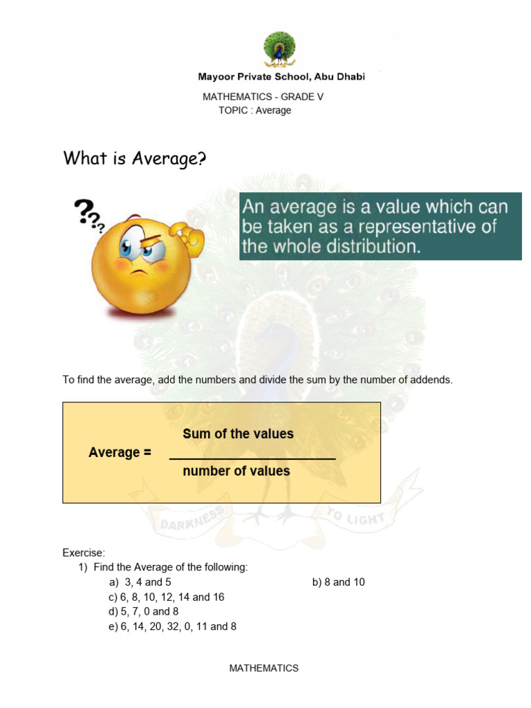 Average Worksheet | PDF
