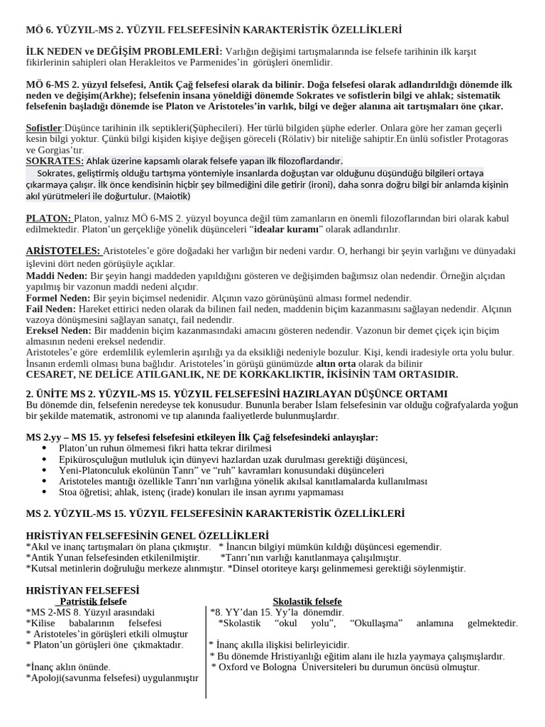 Felsefe 11. Sinif Özet | PDF