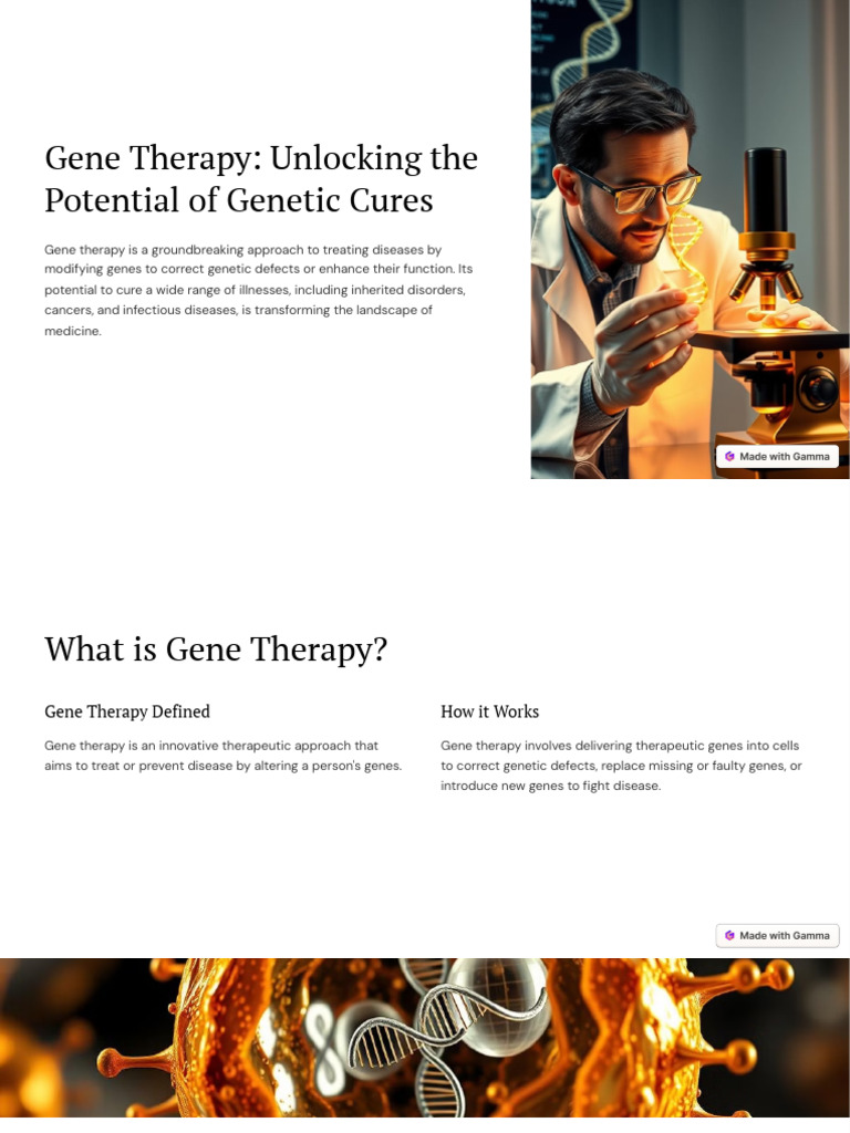 Gene Therapy Presentation | PDF | Gene Therapy | Viral Vector