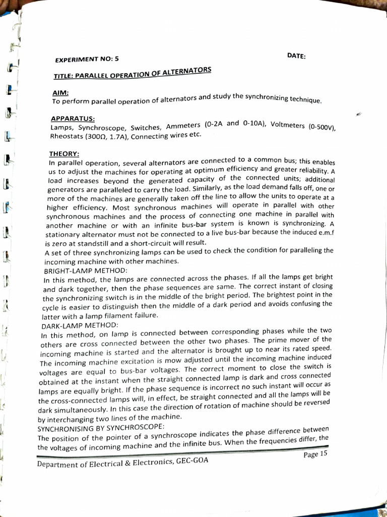 Alternator Synchronization Guide | PDF | Voltage | Power (Physics)
