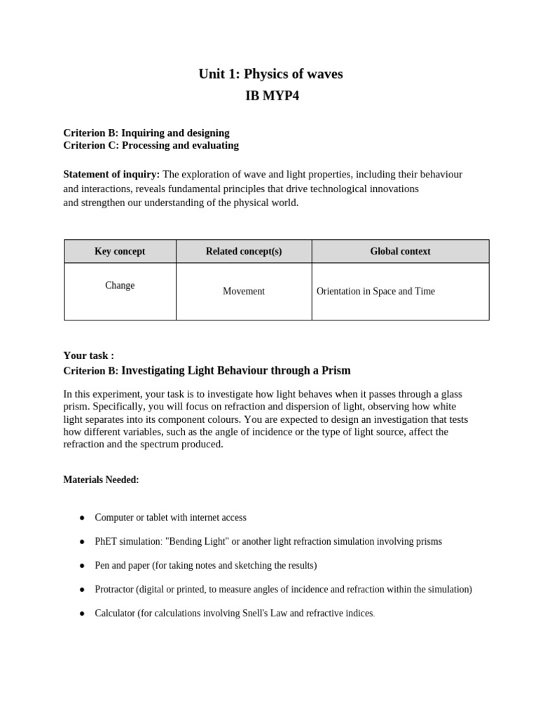 Investigating Light Refraction with Prisms | PDF | Refraction ...