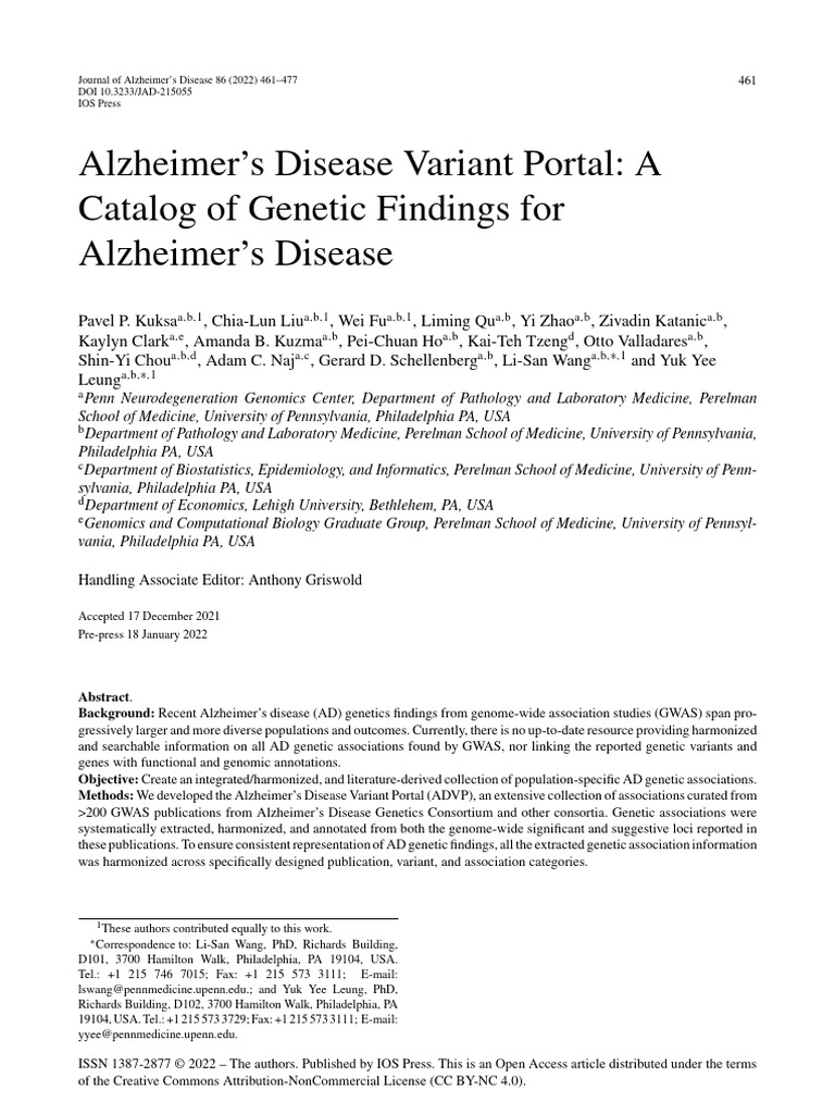 Alzheimer's Genetic Data Resource | PDF | Genome Wide Association Study ...